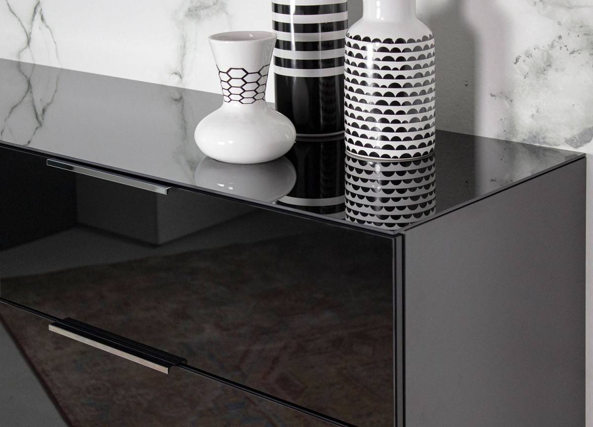 Commode à tiroir noir - Verre noir Alana