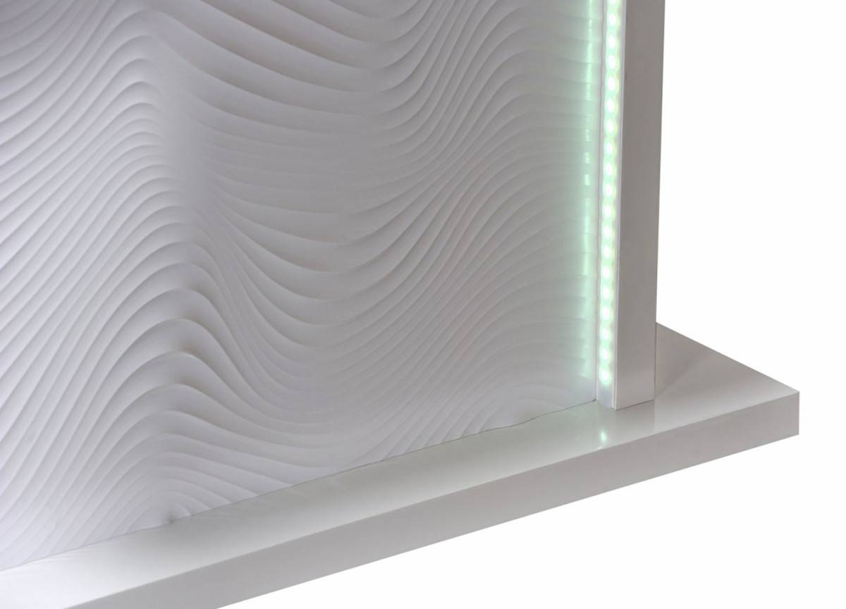 Table à manger blanche design - Pieds central éclairage intégré Karma