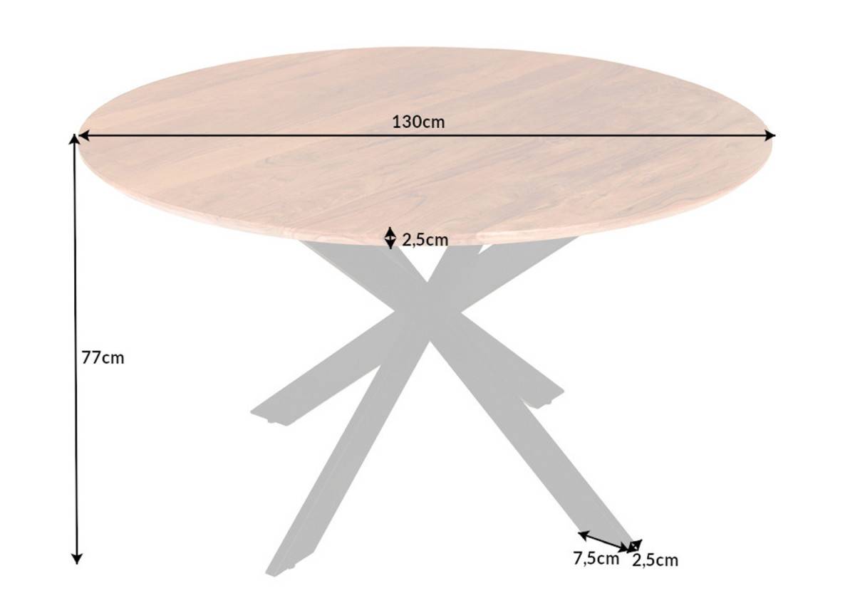Table de Repas Ronde Acacia et Métal 130 cm