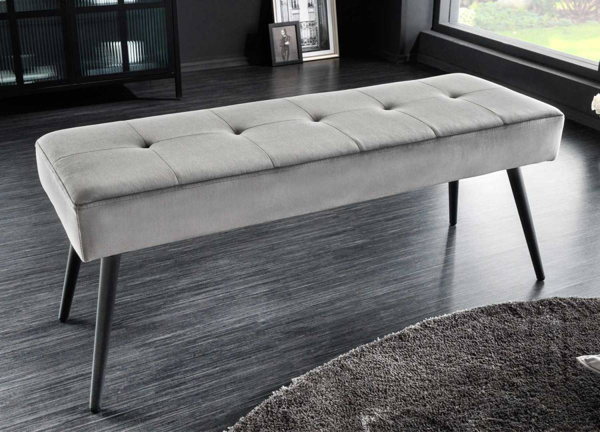 Banc velours gris 100 cm Lilly