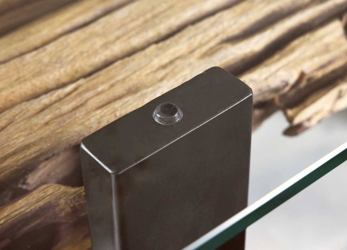 Console Originale en Teck Métal et Verre