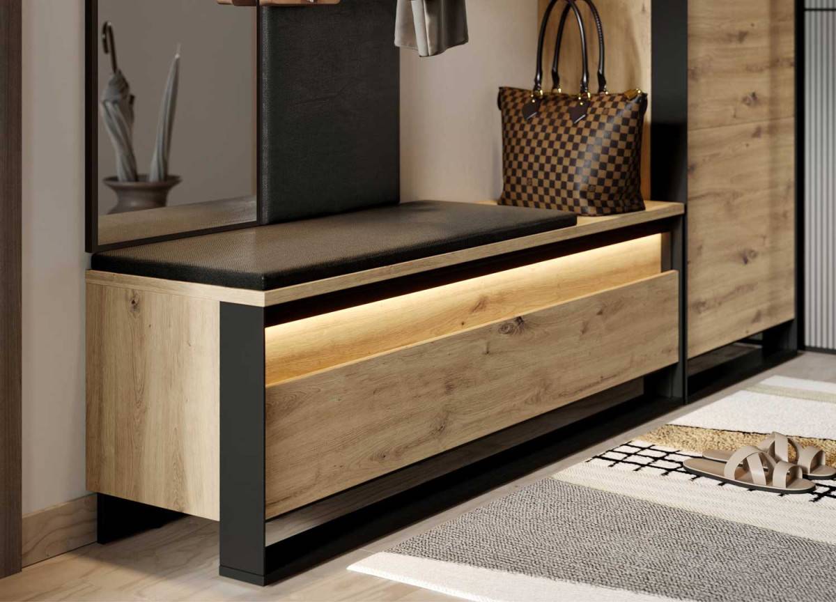 Meubles d'entrée avec penderie et banc à chaussures Quentin