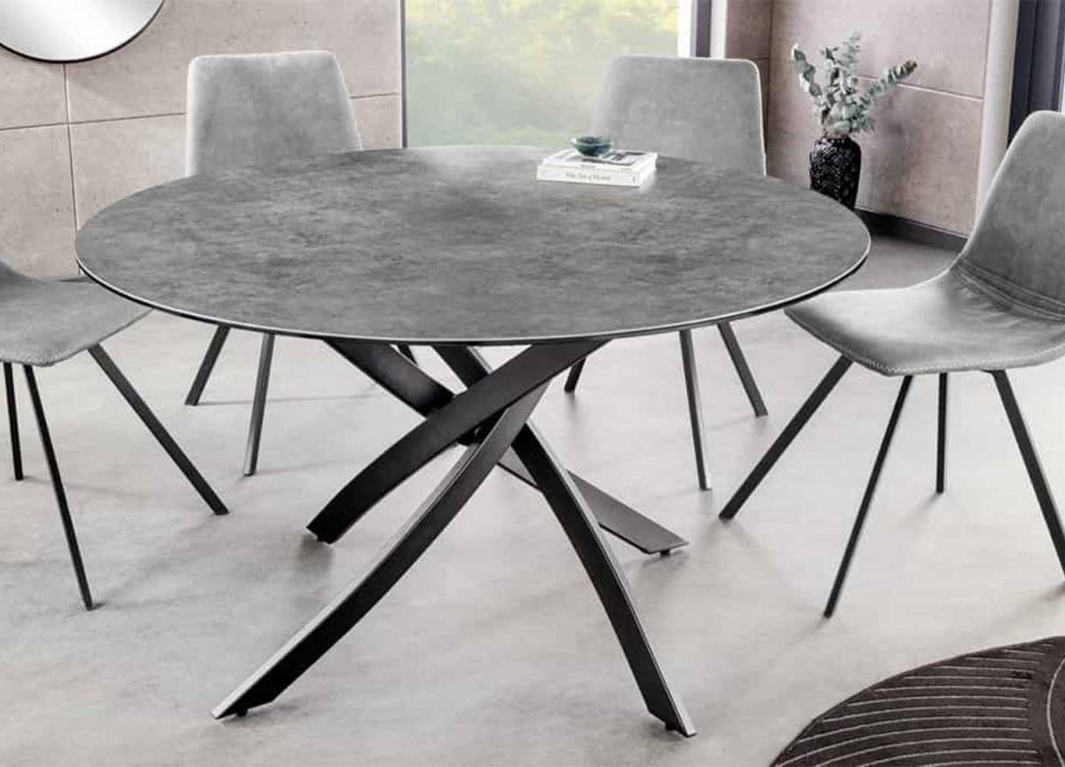 Table ronde en céramique effet béton Jedda