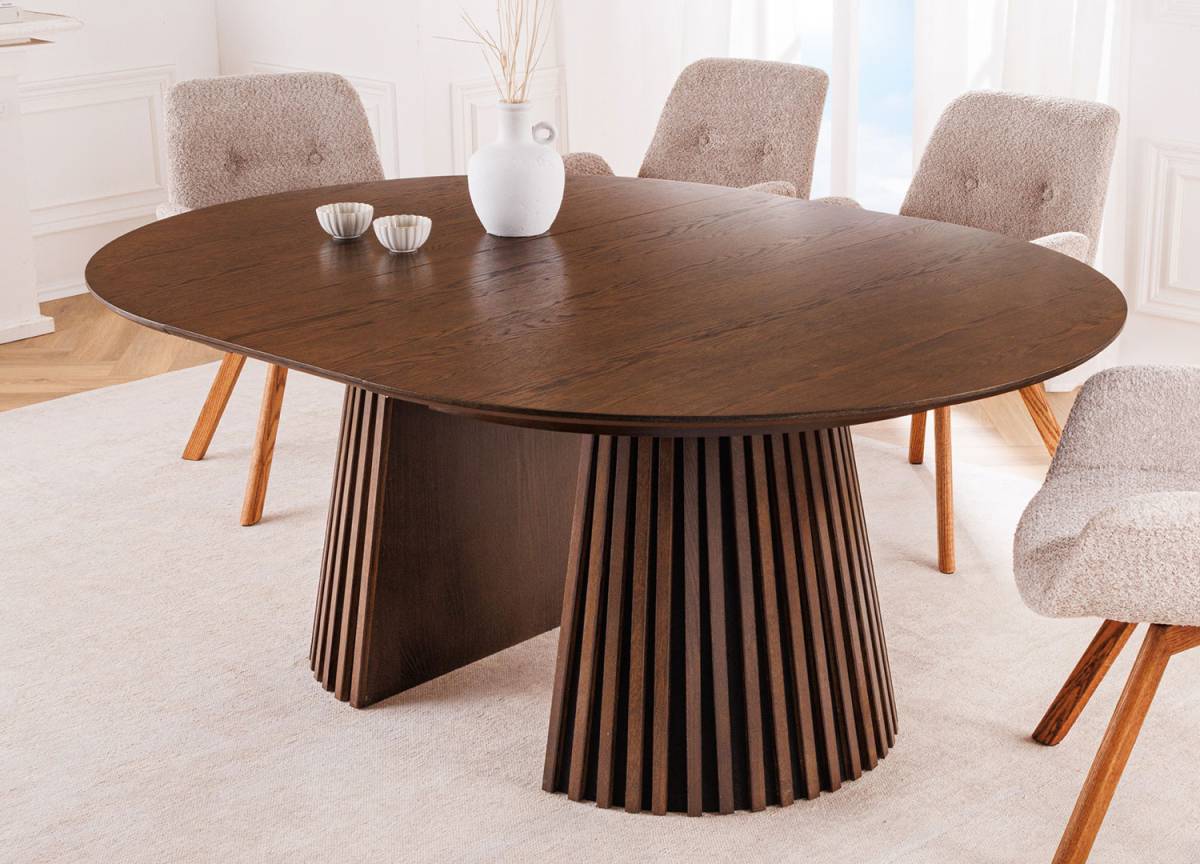 Table Ronde Extensible 120-160-200 cm Chêne Foncé