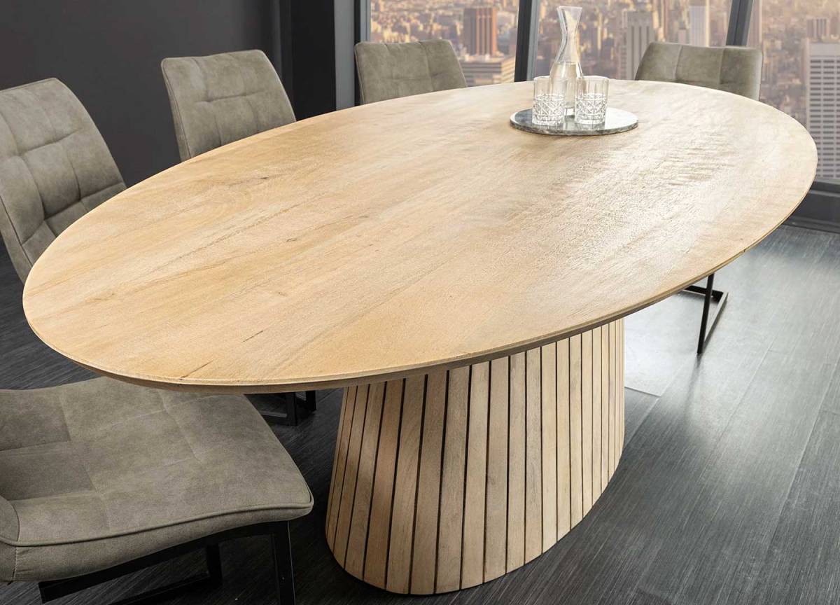 Table à Manger Ovale 220 cm - Manguier Blanchi