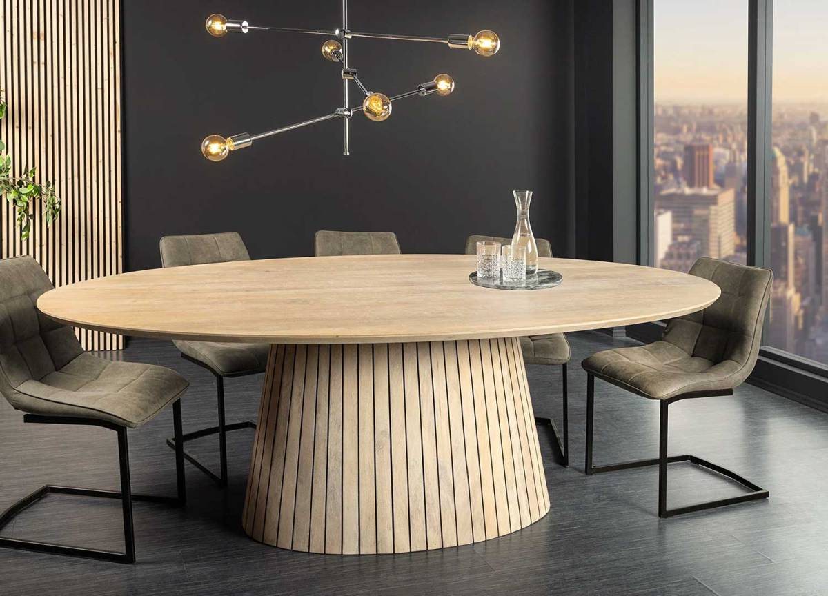 Table à Manger Ovale 220 cm - Manguier Blanchi