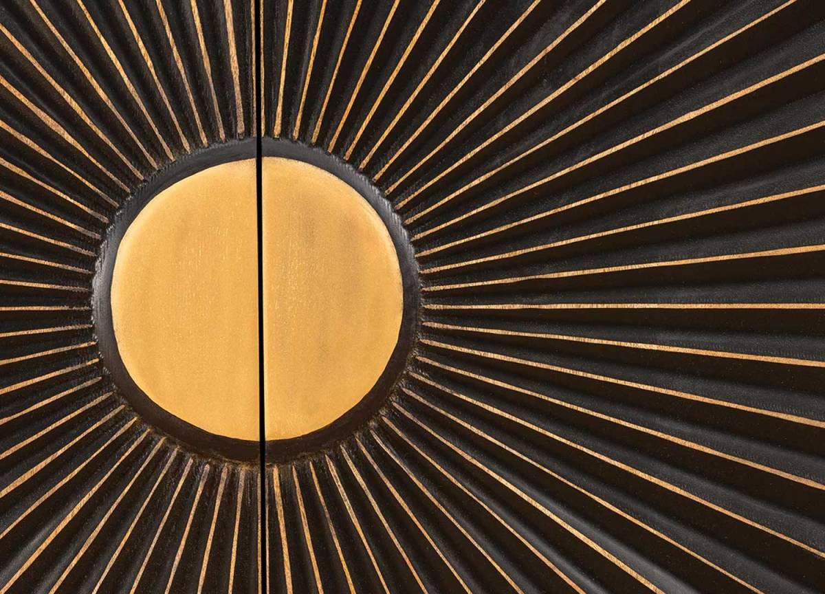 Buffet Bois de Manguier Noir et Doré - 4 portes