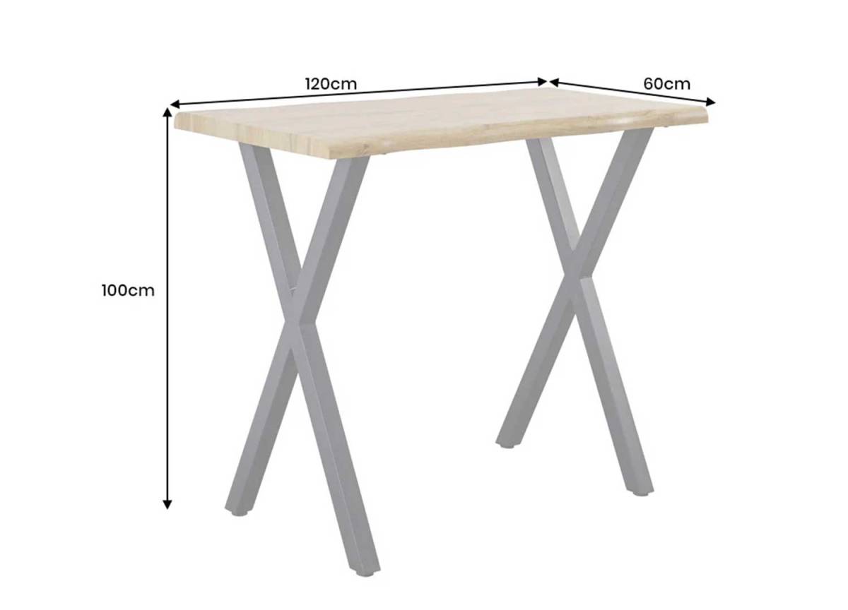 Table de Bar 120 cm chêne et métal noir