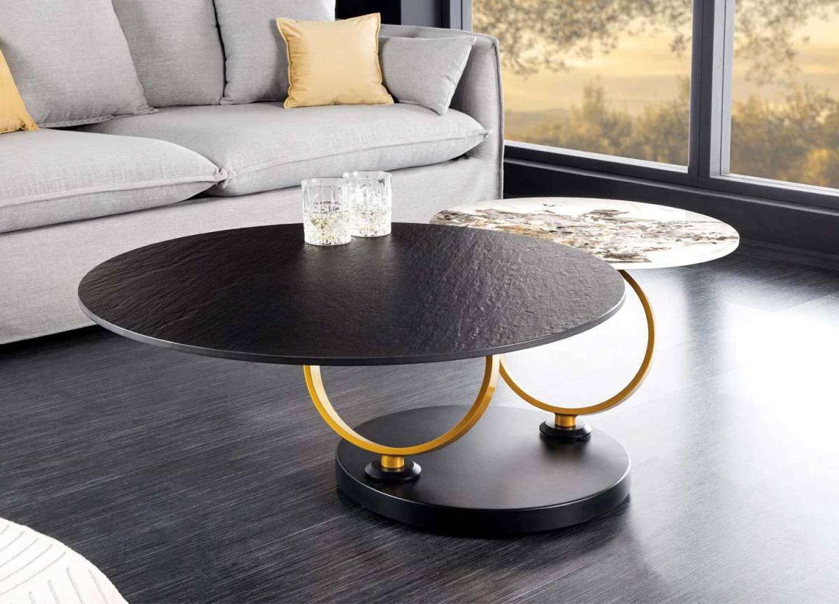 Table Basse Modulable Plateaux Ronds en Céramique
