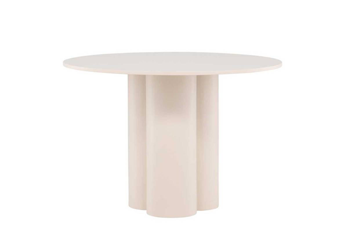 Table à Manger Ronde 110 cm Laquée Beige Mate