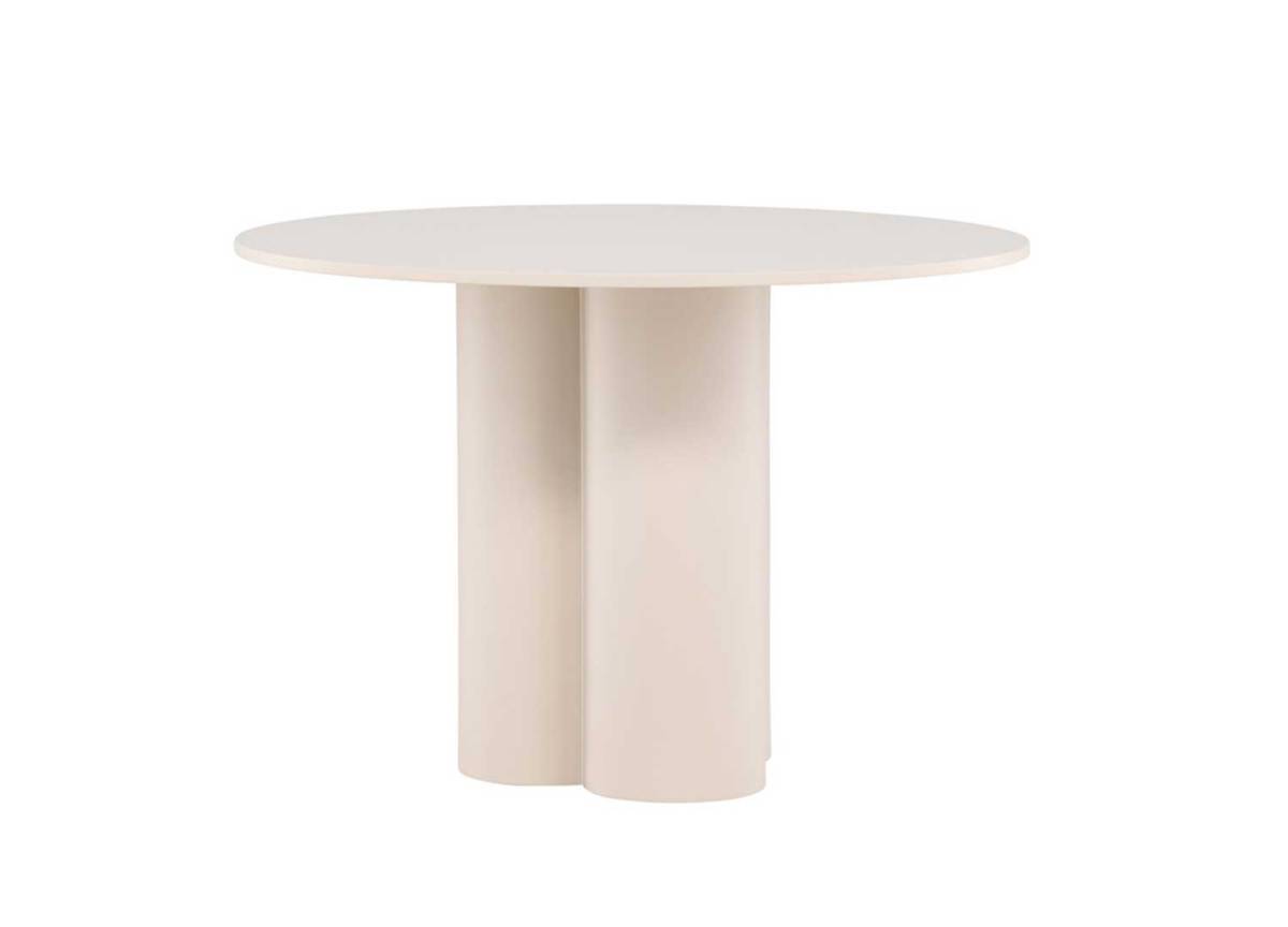 Table à Manger Ronde 110 cm Laquée Beige Mate