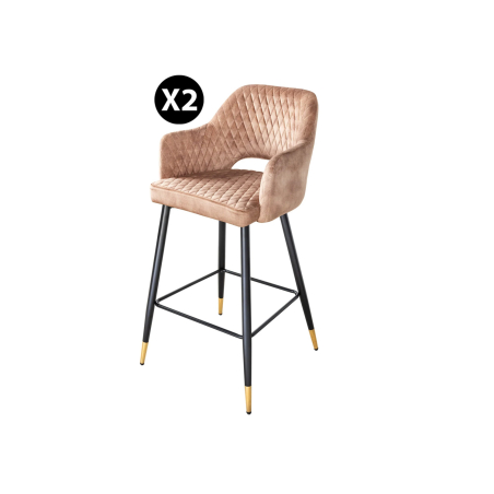 Tabourets de bar confortables en velours grège