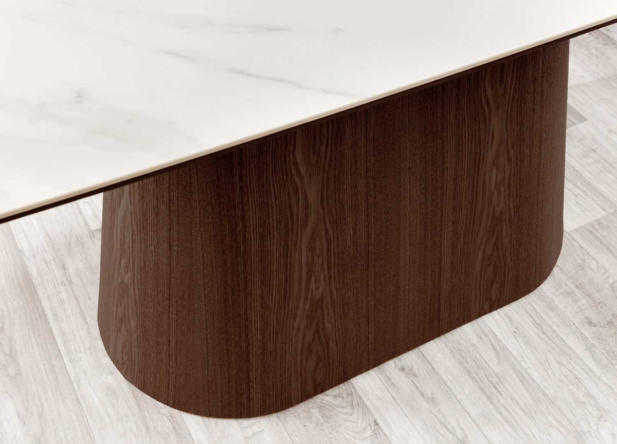 Table Rectangulaire 200 cm Plaqué Noyer et Céramique