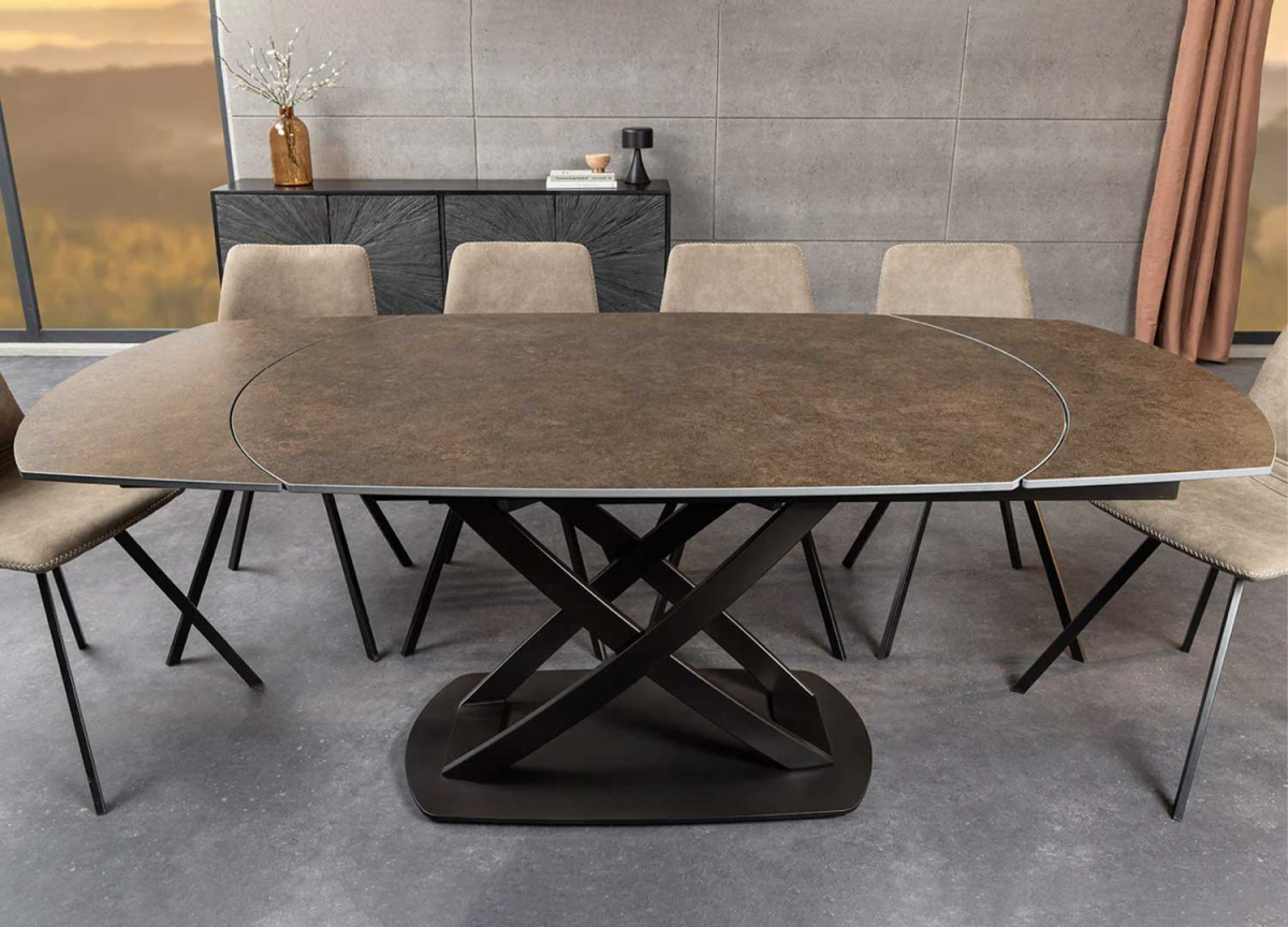 Table Extensible Céramique Marbre Gris Graphite