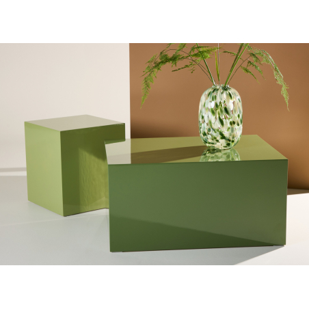 Table Basse Cube 80x60 cm Finition Vert Brillant
